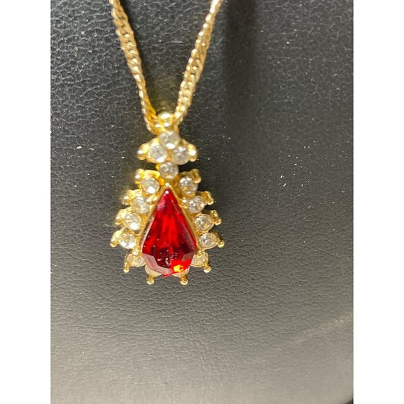 Unknown | Jewelry | 4k Gf Vintage Neclace Faux Diamond And Ruby Stones 9 Drop | Poshmark